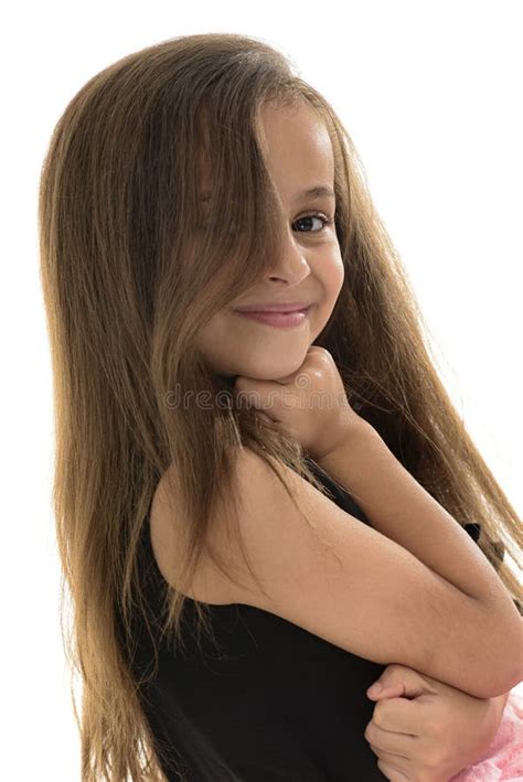 Boczny Portret Atrakcyjna Młoda Dziewczyna Z Pięknym Uśmiechem Obraz