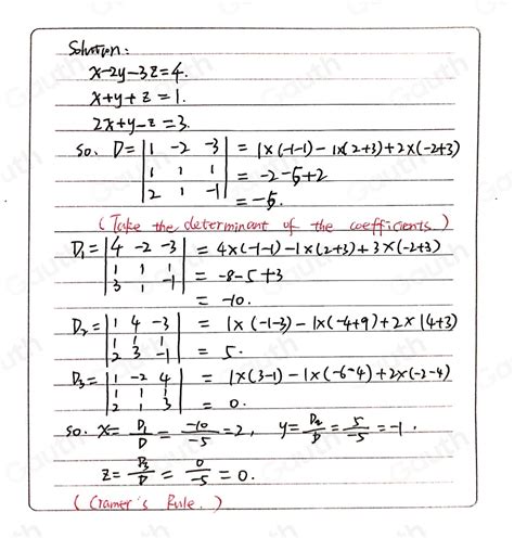 solved using expansion on row 2 to calculate all determinants solve the following system of