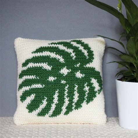 Monstera Cheeseplant Leaf Crochet Cushion Pillow PDF PATTERN Etsy