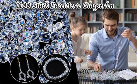 1200 Stück Facettierte Glasperlen 5 Stile Kristall Perlen Glänzend
