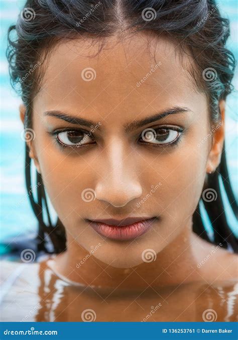 Indian Asian Woman Girl In Swimming Pool Stock Image Image Of Eyes Bikini 136253761