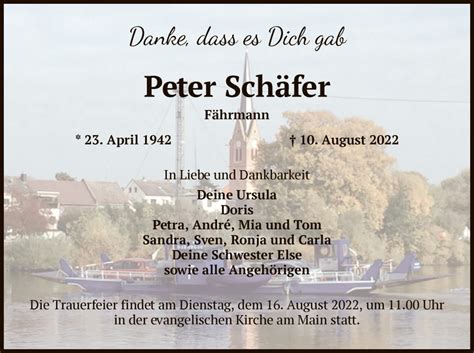 Traueranzeigen von Peter Schäfer trauer op online de