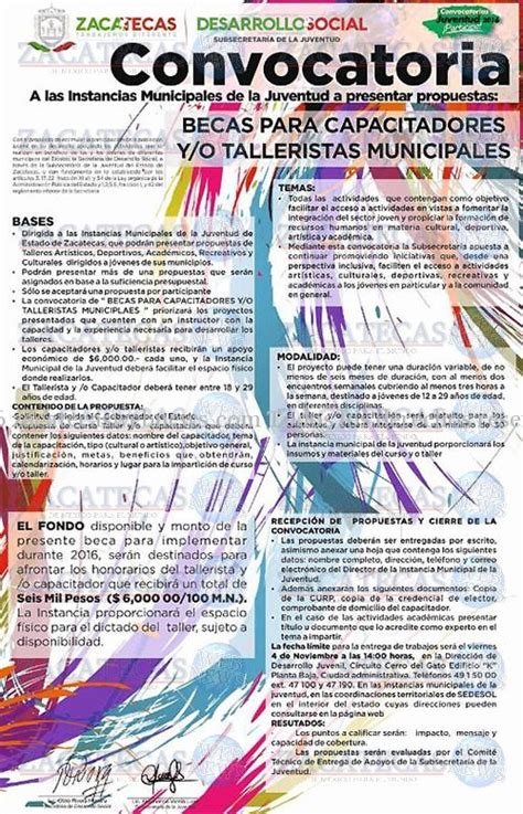 Zacatecas Web News De México para el mundo CONVOCATORIA PARA
