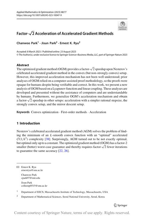 factor sqrt{2} acceleration of accelerated gradient methods