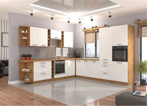 Kuchnia LUNA Biały Mat Dąb Artisan 250 cm