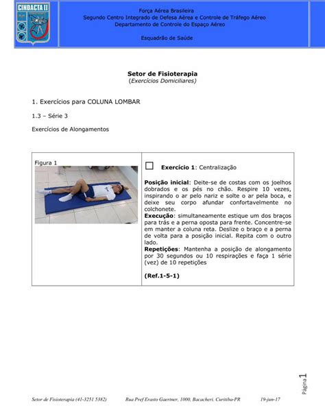 PDF Setor de Fisioterapia 1 Exercícios para COLUNA LOMBAR