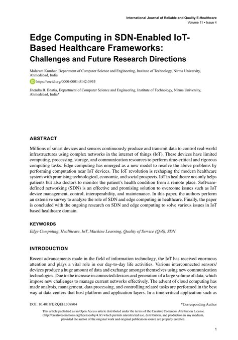 pdf edge computing in sdn enabled iot based healthcare frameworks challenges and future