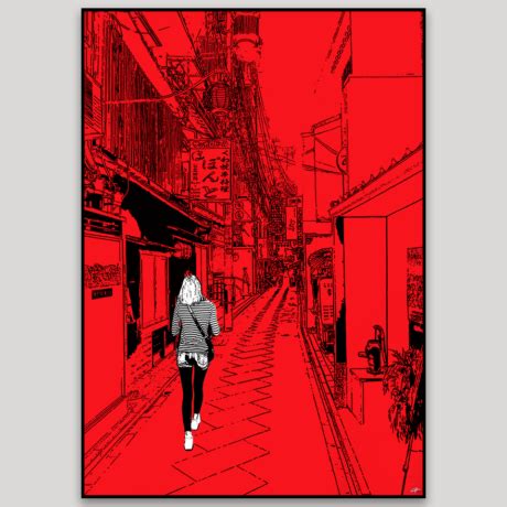 Tableau japon promenade à Kyoto CÉDRIC FOURNIER Illustrations