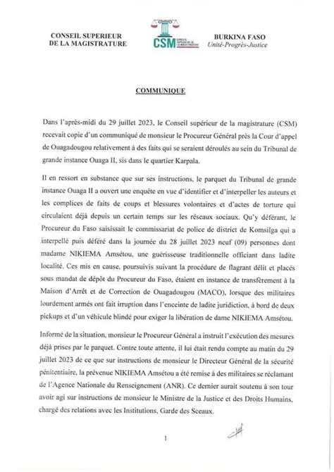 Affaire Adja de Komsilga Le conseil supérieur de la magistrature exige