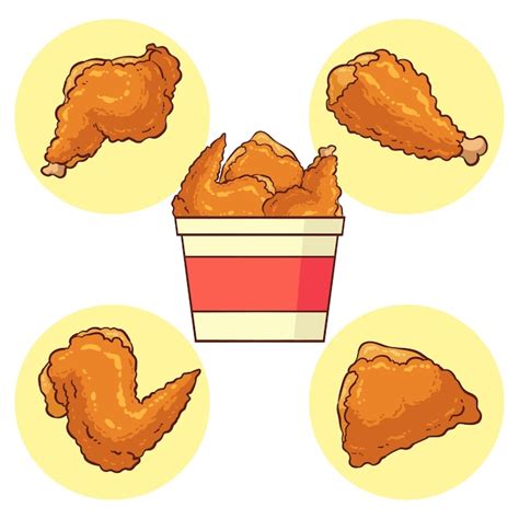 Ilustración vectorial de pollo frito Vector Premium