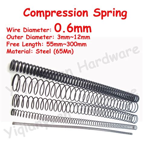 2Pcs 5Pcs Wire Diameter 0 6mm 65Mn Cylidrical Coil Compression Spring