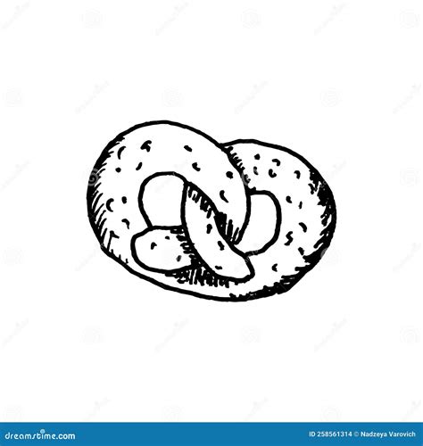 Pretzel Illustration Drawing Engraving Ink Line Art CartoonDealer
