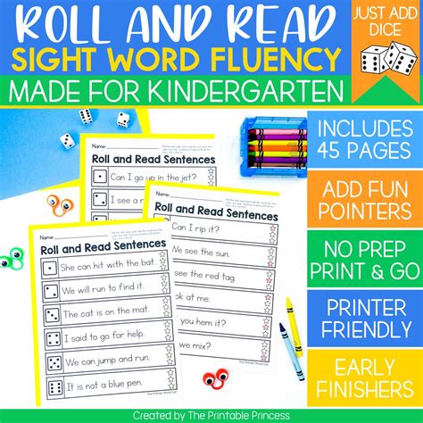 Roll And Read Sight Word Fluency Sentences The Printable Princess