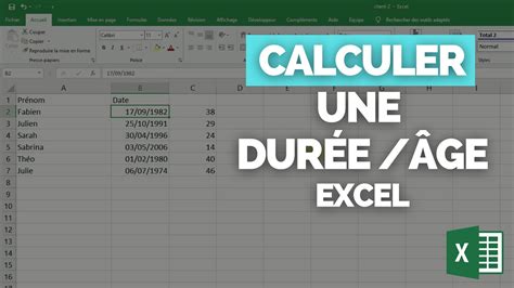 Calculer Une Dur E Ge Partir D Une Date Tutoriel Excel