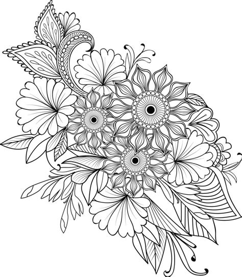 P Ginas Para Colorir De Flores De Rabiscos Desenho Vetorial Pintado