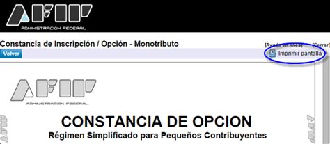 AFIP Imprimir Constancia de Inscripción al Monotributo afip gob ar