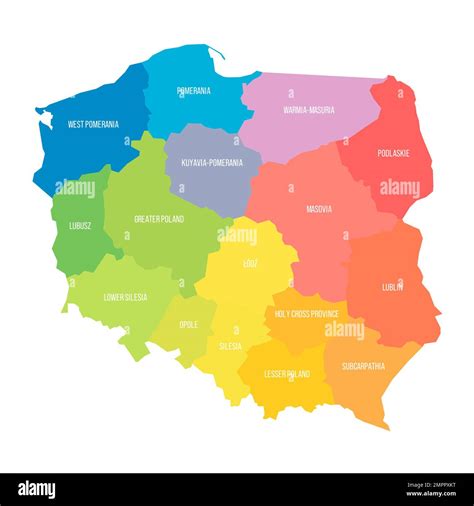Poland Political Map Of Administrative Divisions Stock Vector Image