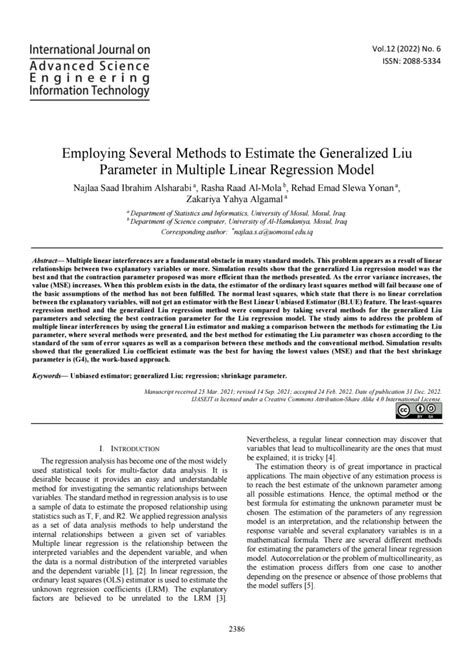 pdf employing several methods to estimate the generalized liu parameter in multiple linear