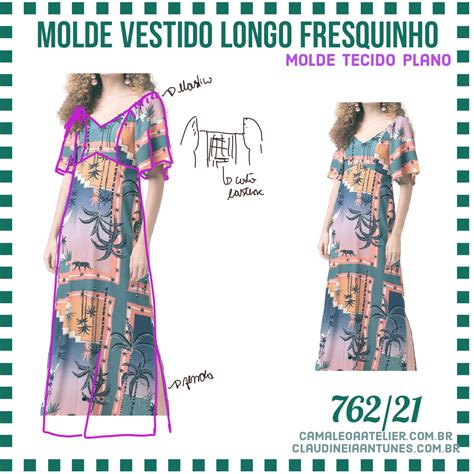 Molde Vestido Longo Fresquinho 762 21 CAMALEOA ATELIER DE COSTURA