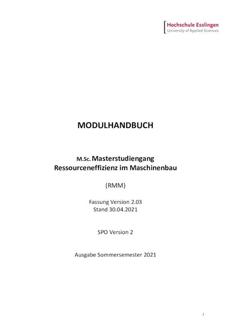 Pdf Modulhandbuch Hs Esslingen Modul Rmm Aw Industrie Und