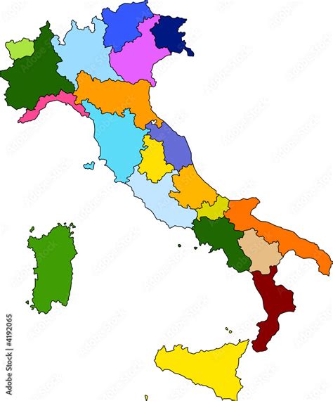 Italia Cartina Confini Regionali Stock Vector Adobe Stock