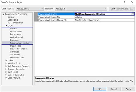 Visual Studio C Precompiled Header Disabled Stack Overflow