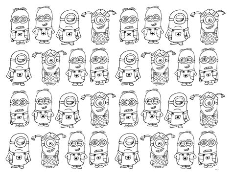 Tres nombreux minions Coloriages Inclassables à imprimer pour adultes