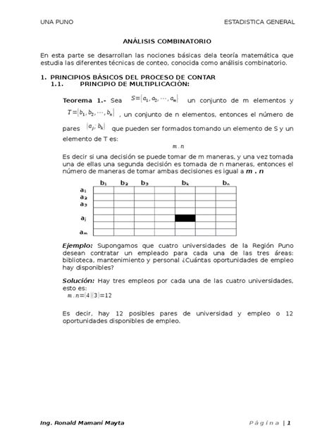 analisis combinatorio pdf permutación combinatoria