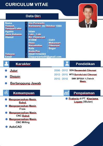 Curriculum Vitae Contoh Biodata Diri Yang Menarik Contoh Cv Lamaran