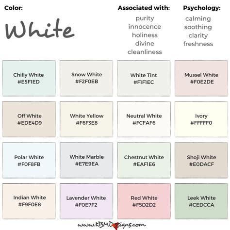 Shades Of White Color Names Hex Rgb Cmyk Codes Off