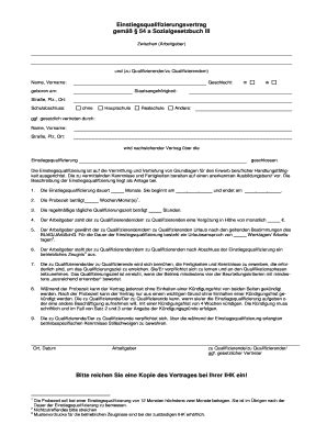 Ausfüllbar Online Einstiegsqualifizierungsvertrag gem 54 a Fax Email