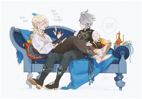 He Just Wants Sleep 😚 Al Haitham X Kaveh By Portalmonsterrr Via Twitter Rgenshingays