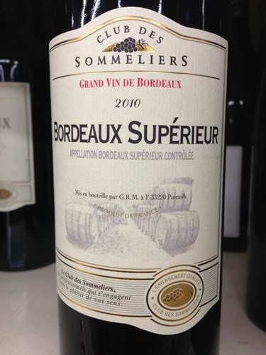 Club des Sommeliers Bordeaux Supérieur Vivino US