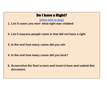 Do I Have The Right ICivics Game Worksheet By Kara Durren TPT