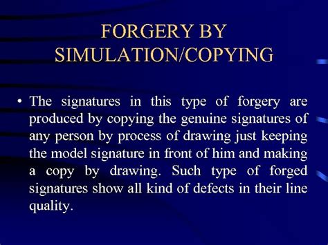 signature forgeries and their detection dr s c