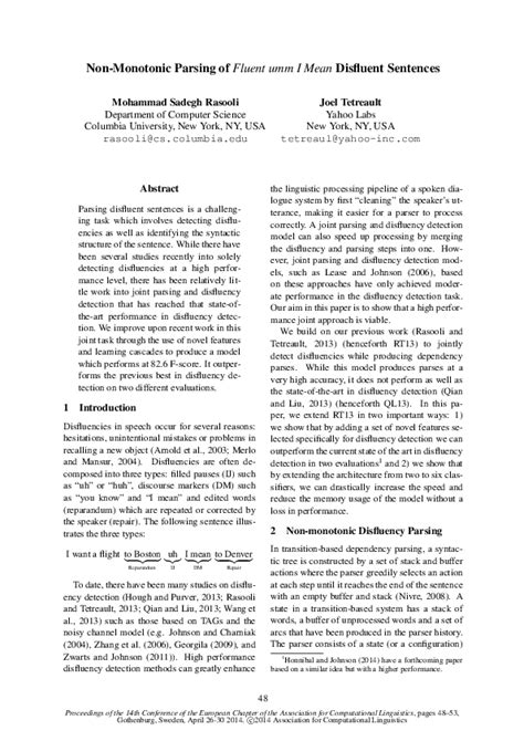 pdf non monotonic parsing of fluent umm i mean disfluent sentences mohammad sadegh rasooli