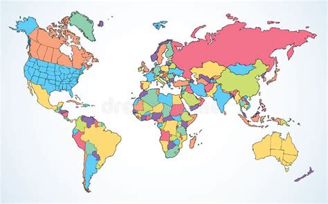 Mapa De Mundo Continentes Os Contornos Dos Pa Ses Desenho Do Vetor