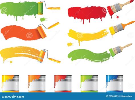 Vector Roller And Paint Brushes Stock Vector Illustration Of Colorful