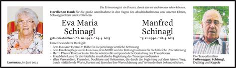 Todesanzeigen Von Eva Maria Und Manfred Schinagl Todesanzeigen