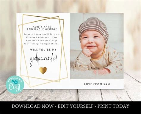 EDITABLE Godparents Card Will You Be My Godparents Printable Etsy