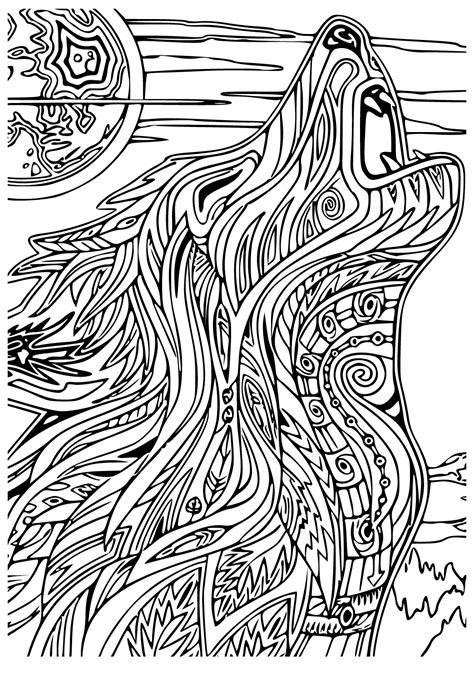 Desenho e Imagem Lobo Mandala para Colorir e Imprimir Grátis para