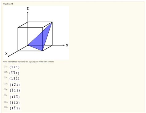 Solved Question What Are The Miller Indices For The Crystal Plane