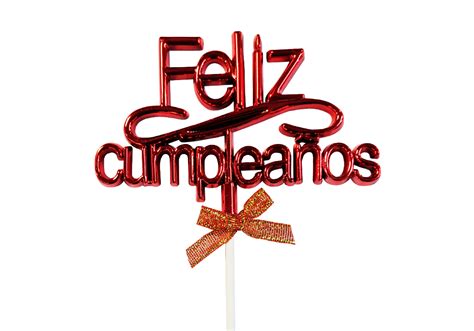 TOPPER PARA TORTA FELIZ CUMPEAÑOS ROJO