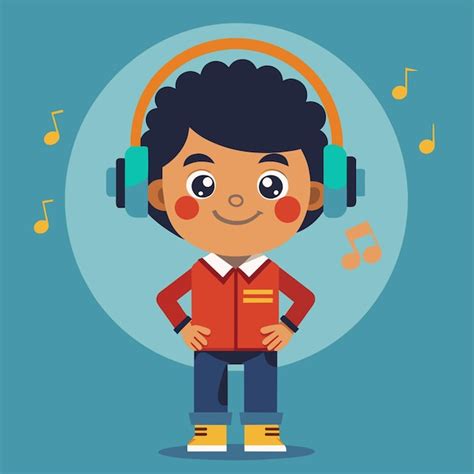 Um Desenho Animado De Um Menino Usando Fones De Ouvido As Palavras