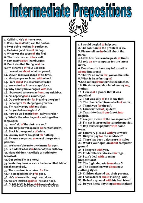 English Worksheet For Intermediate