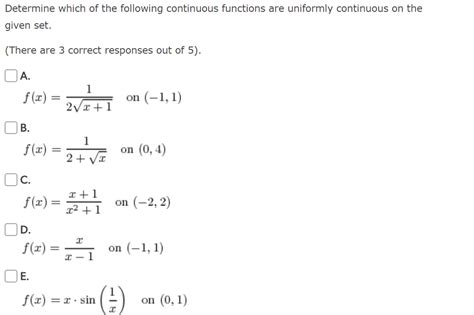 solved determine which of the following continuous functions
