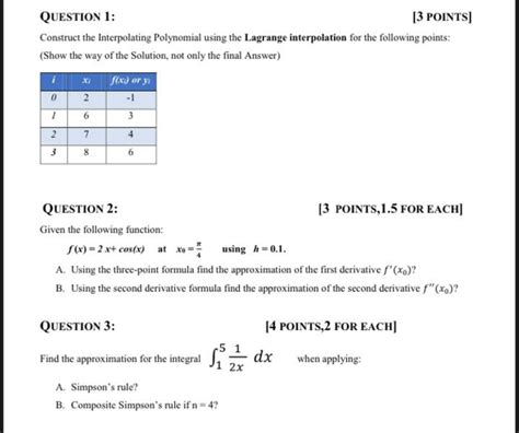 solved question 1 [3 points construct the interpolating