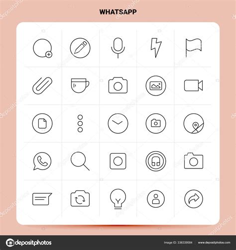 Outline Whatsapp Icon Set Vector Line Style Design Black Ico Stock