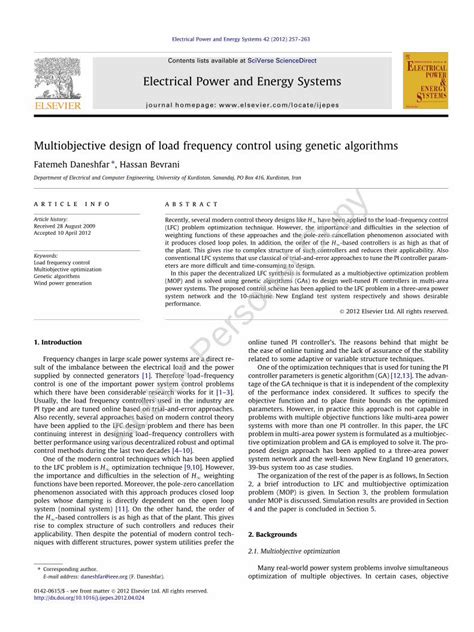 pdf multiobjective design of load frequency control using genetic dokumen tips