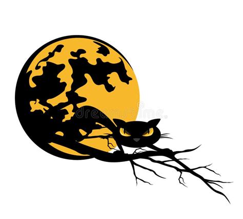 El gato y la Luna Llena ilustración del vector Ilustración de llena